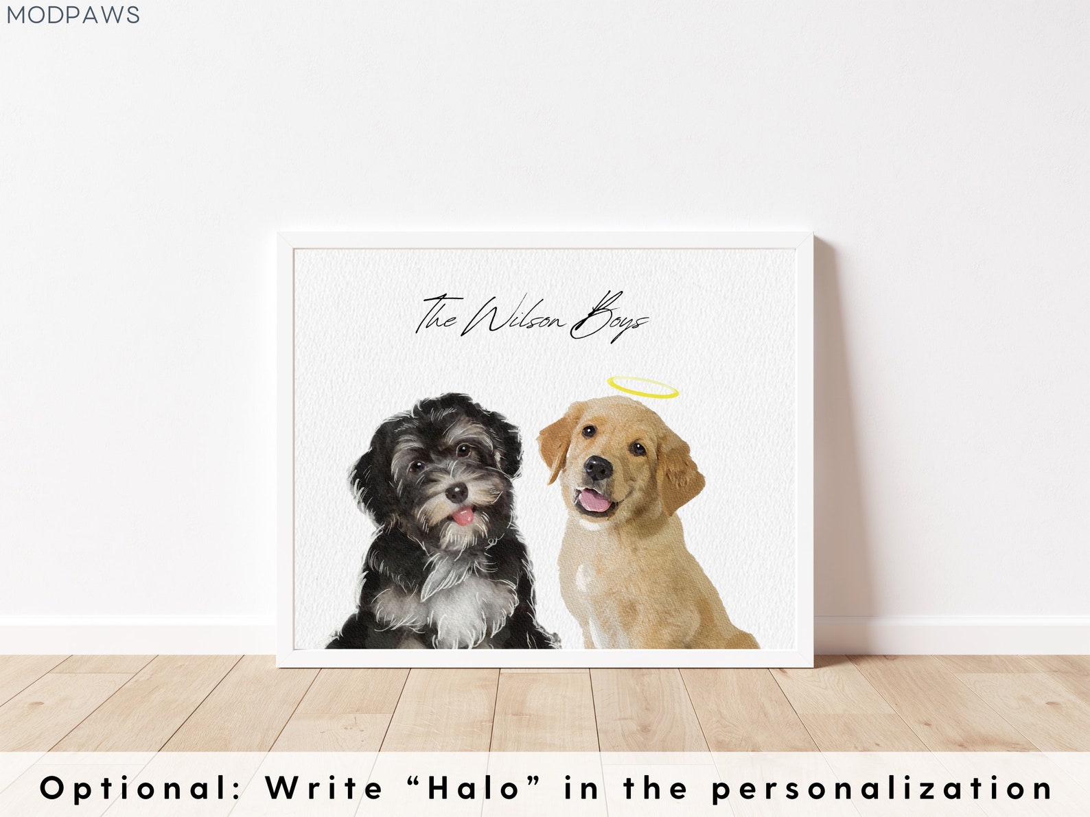 Custom Watercolor Pet Memorial Portraits Using Pet Photo Personalized ...
