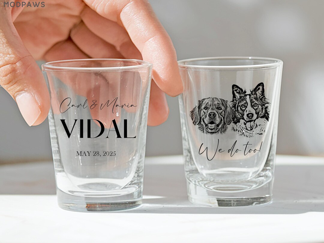Custom Wedding Shot Glasses Using Pet Photo + Name Custom Dog Shot ...