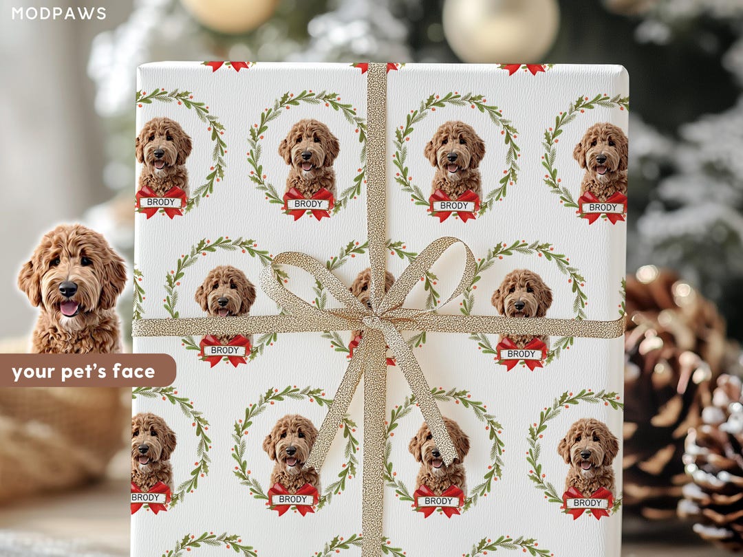 Custom Wrapping Paper Using Pet Photo Personalized Dog Christmas ...