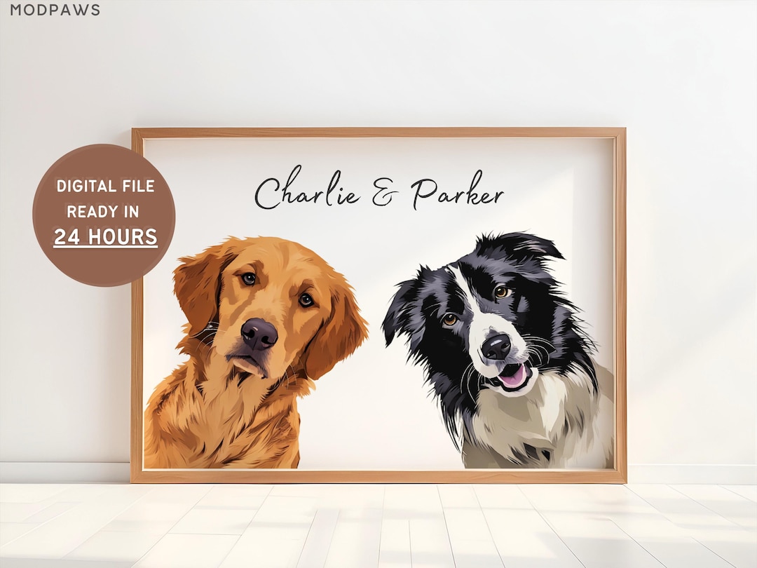 Custom Pet Portraits Using Pet Photo Personalized Digital Dog Portraits ...