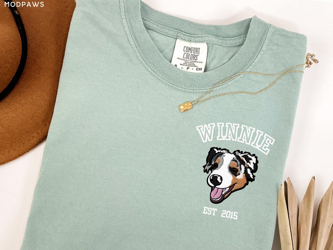 Custom EMBROIDERED Pet Shirt Pet Photo + Name Custom College Dog Shirt ...