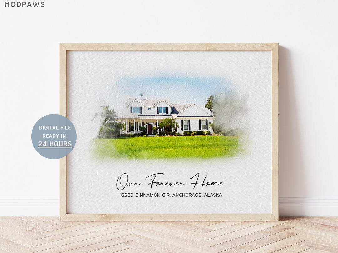 Home Portrait Custom Watercolor House Painting From Photo Housewarming ...