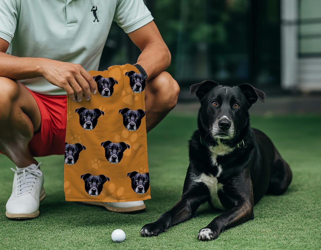 Custom Dog Golf Towel Using Pet Photo + Pet Name Personalized Cat Golf Towels Custom Cat Golf ...