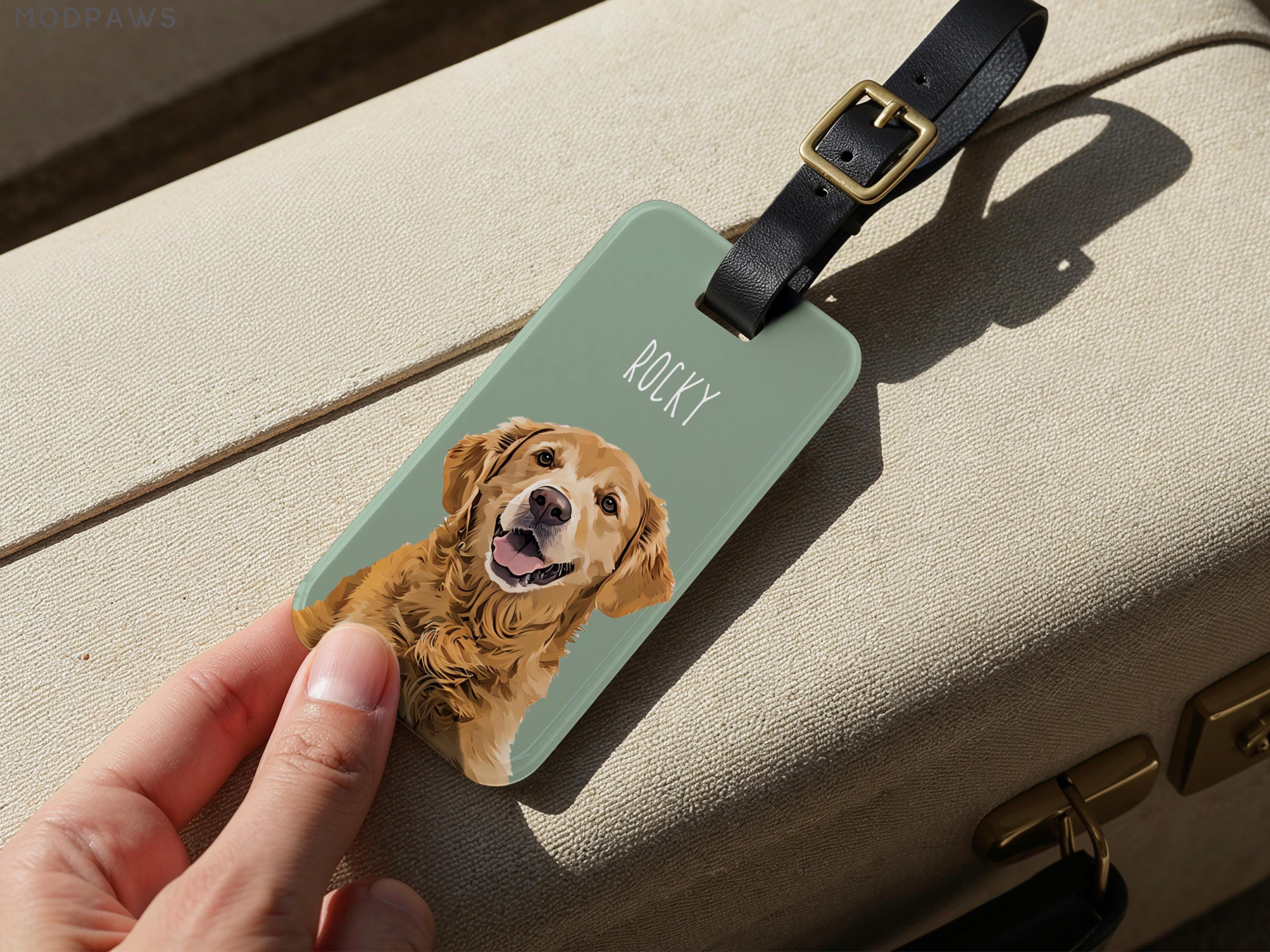 Custom Pet Luggage Tag Using Pet Photo + Name Personalized Dog Bag Tag ...