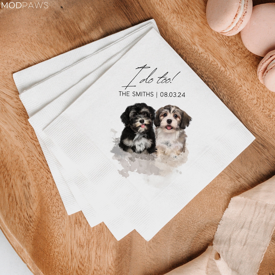 Custom Dog Cocktail Napkins Using Pet Photo + Name Personalized Dog ...