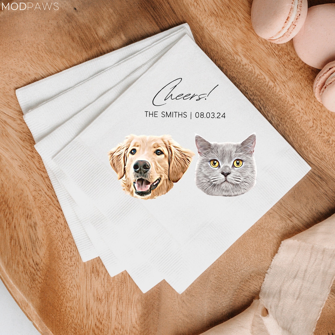 Custom Dog Cocktail Napkins Using Pet Photo + Name Personalized Dog ...