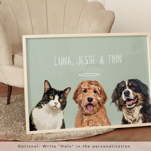 Custom Pet Portraits Using Pet Photo Personalized Digital Dog Portraits Cat Portraits Custom Dog ...