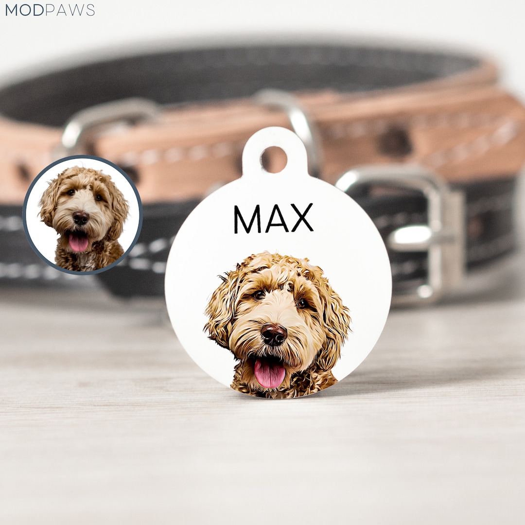 Custom Pet Tags Using Pet Photo + Name Dog ID Tags Name Dog Tag Pet ID ...