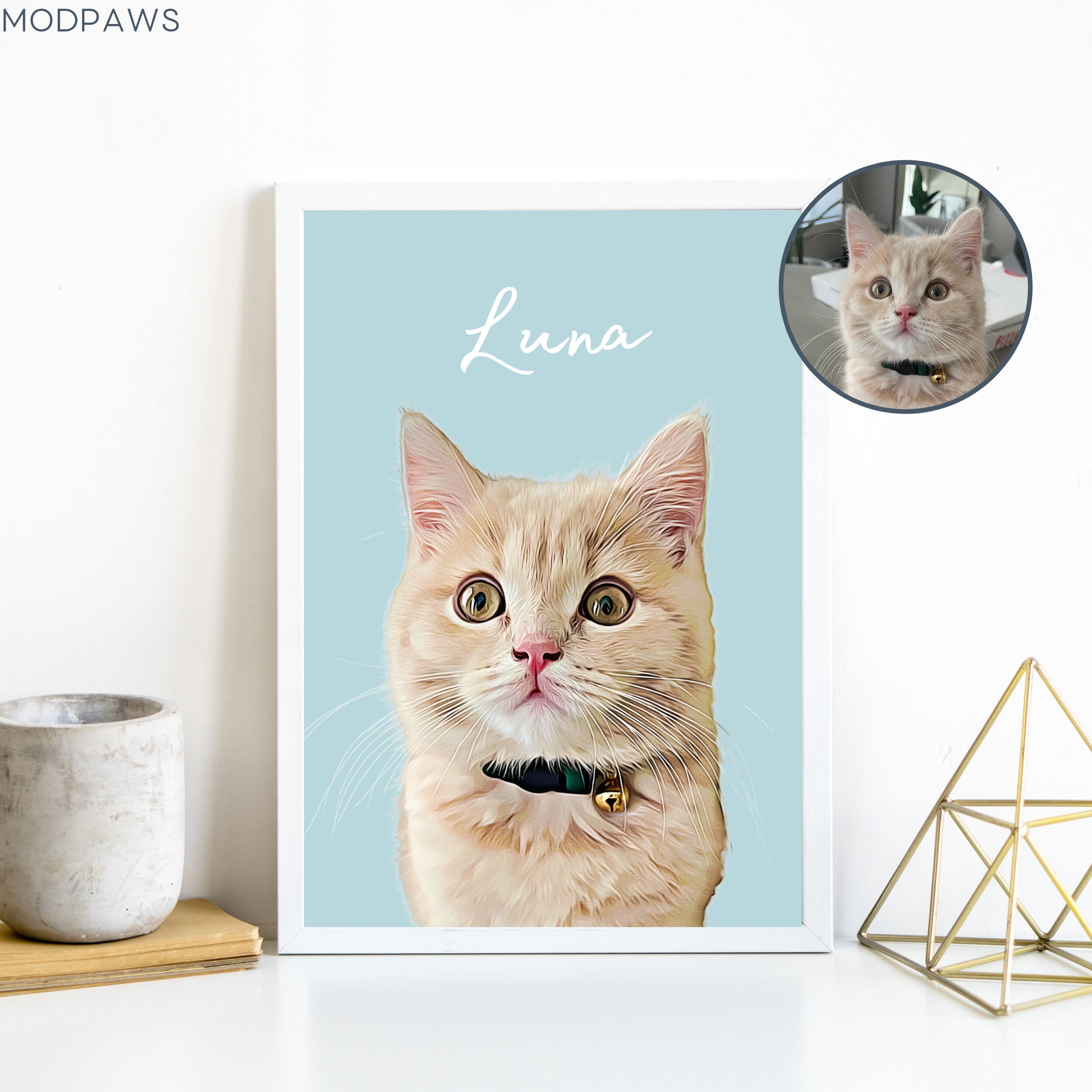 Custom Pet Portraits Using Pet Photo Personalized Digital Dog - Etsy ...