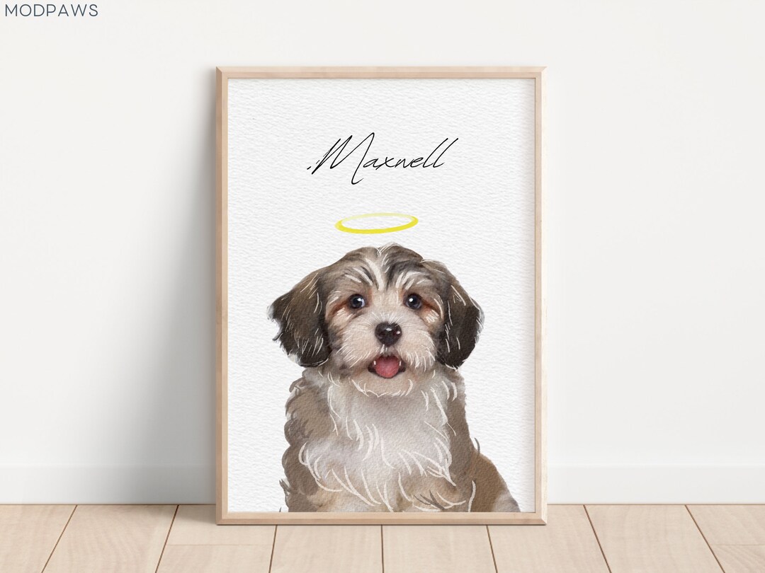 Custom Watercolor Pet Memorial Portraits Using Pet Photo Personalized ...