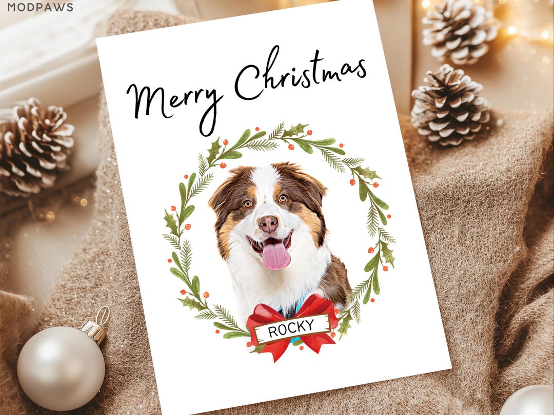 Custom Pet Christmas Card Using Pet Portrait Personalized Cat Christmas ...
