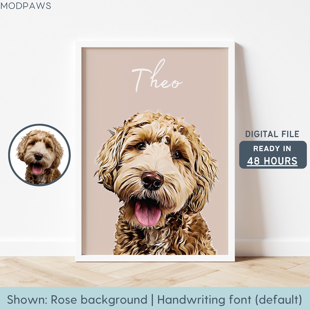 Custom Pet Portraits Using Pet Photo Personalized Digital Dog - Etsy ...