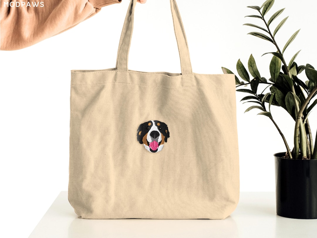 Custom Embroidered Pet Tote Bag Using Pet Photo + Name Embroidery Dog ...