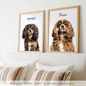 Custom Pet Portraits Using Pet Photo Personalized Digital Dog Portraits Cat Portraits Custom Dog ...