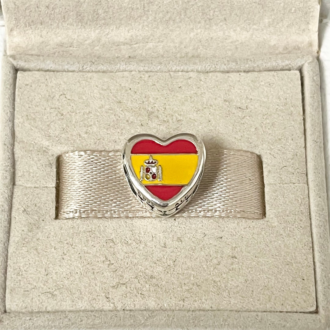 Pandora Spain Flag Travel Exclusive Heart Bead Charm S925 Sterling ...