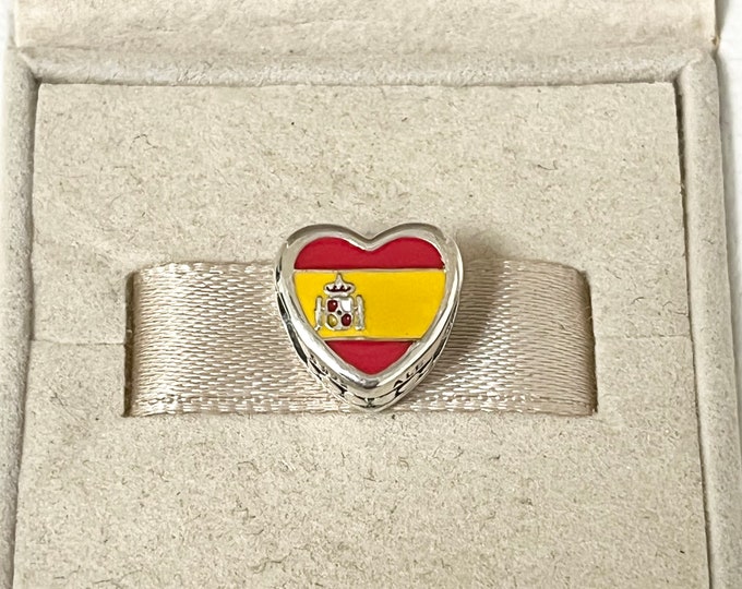 Pandora Spain Flag Travel Exclusive Heart Bead Charm S925 Sterling ...
