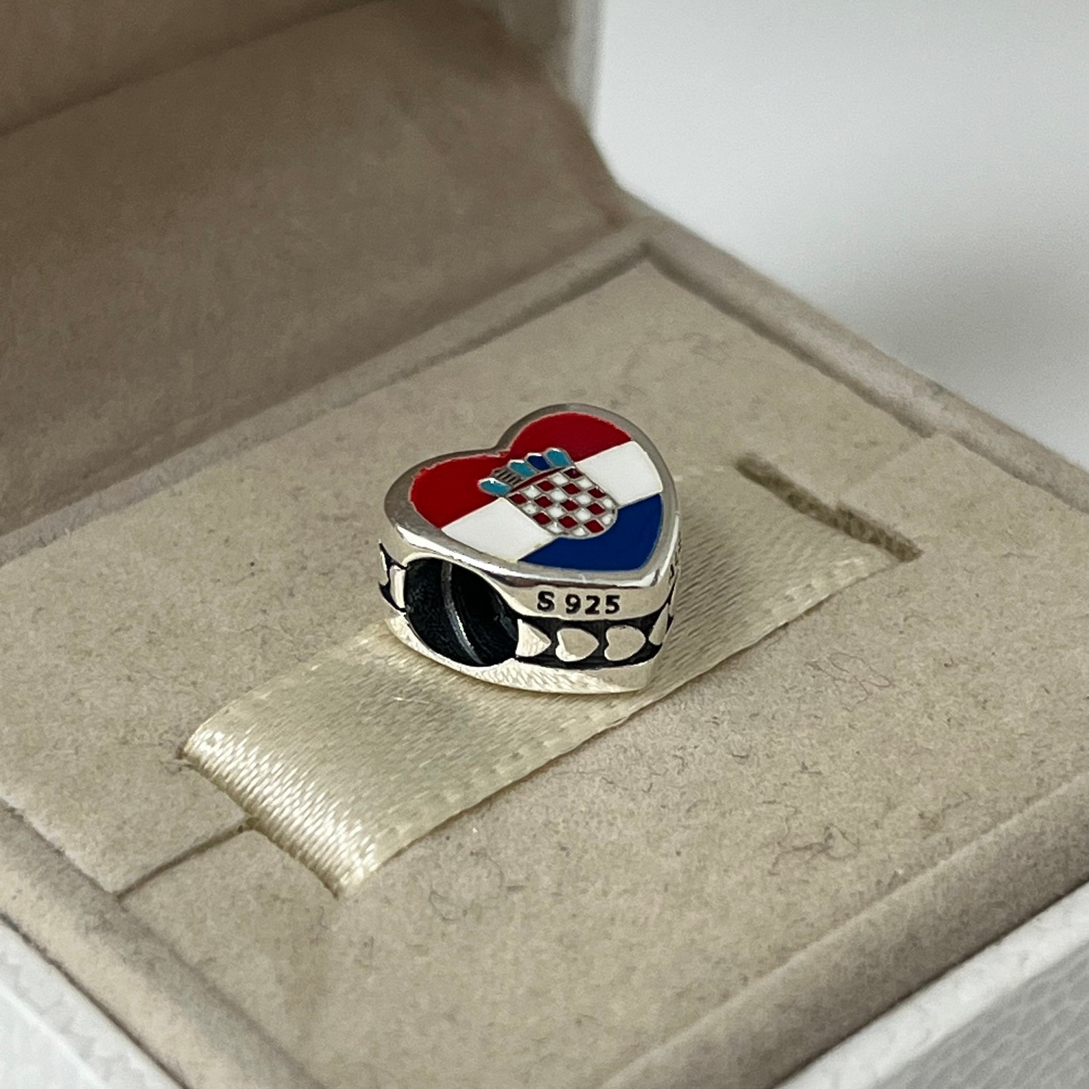 Pandora Croatia Croatian Flag Charm Heart Bead S925 Sterling Silver ...