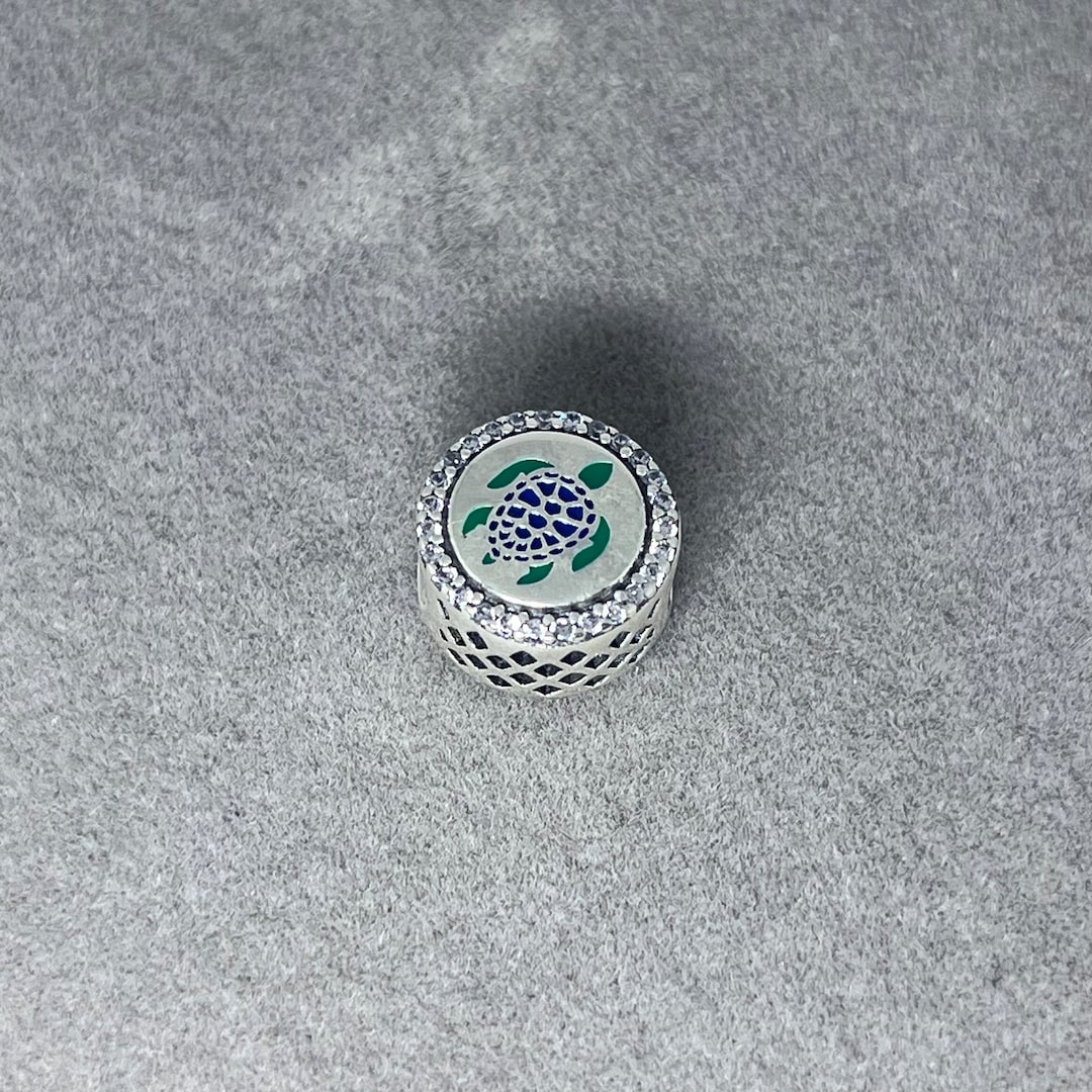 Pandora Ocean City MD Bead Charm Turtle Button Pendant S925 Sterling ...