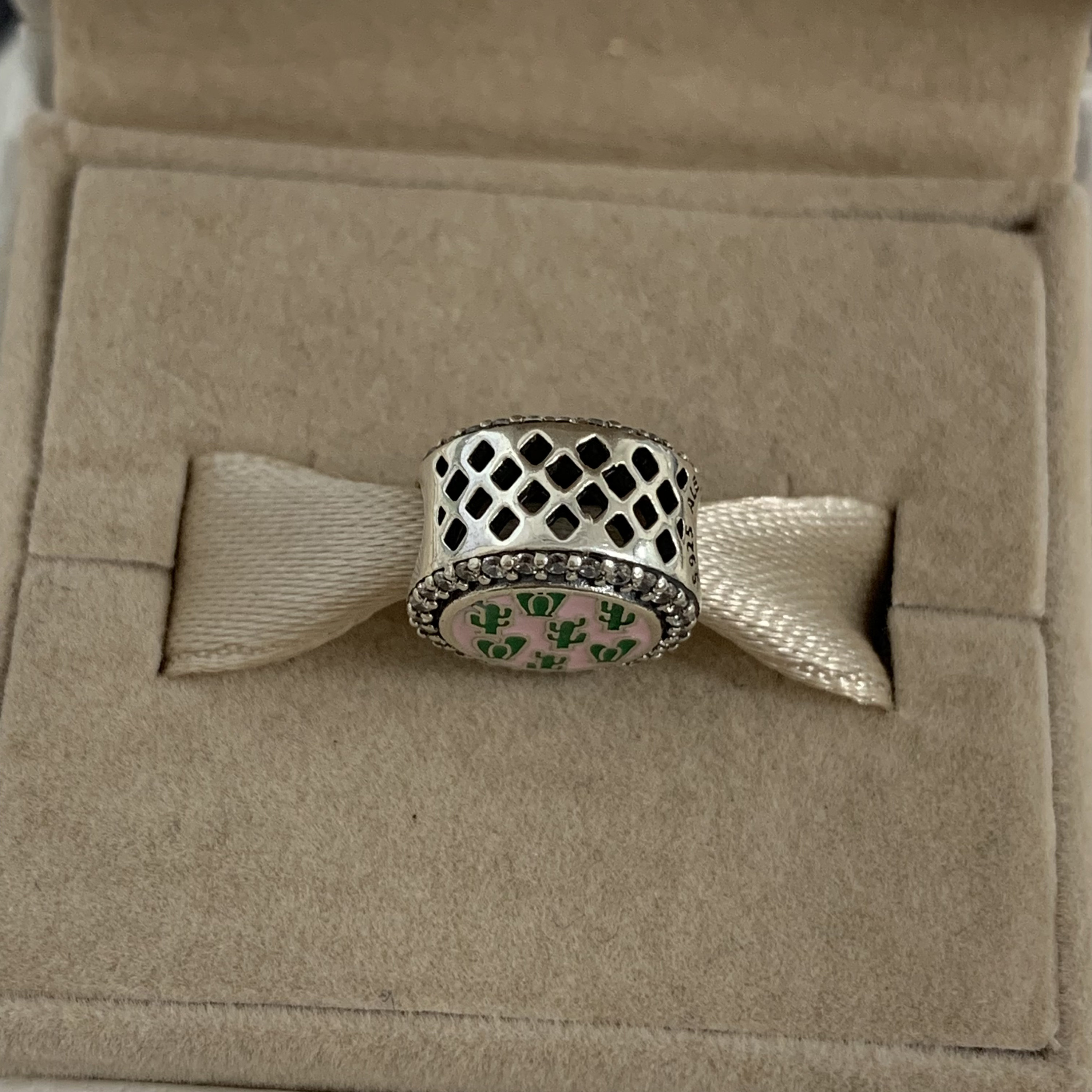 Pandora Engraved Button Charm Cactus Curacao Charm，exclusive Bracelet ...