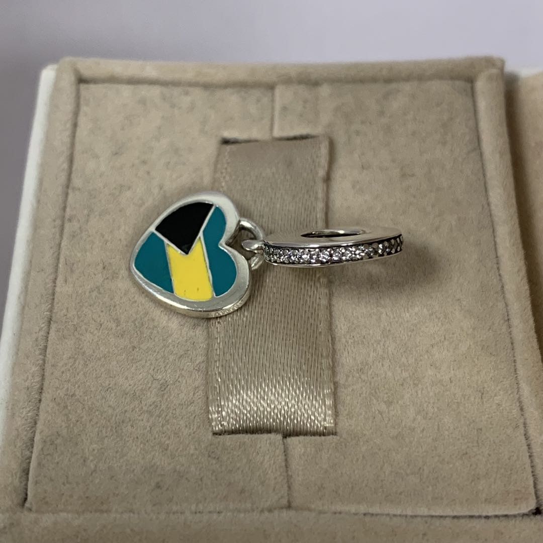Pandora Bahamas Flag Exclusive Heart Dangle Charm Pendant，s925 Sterling ...
