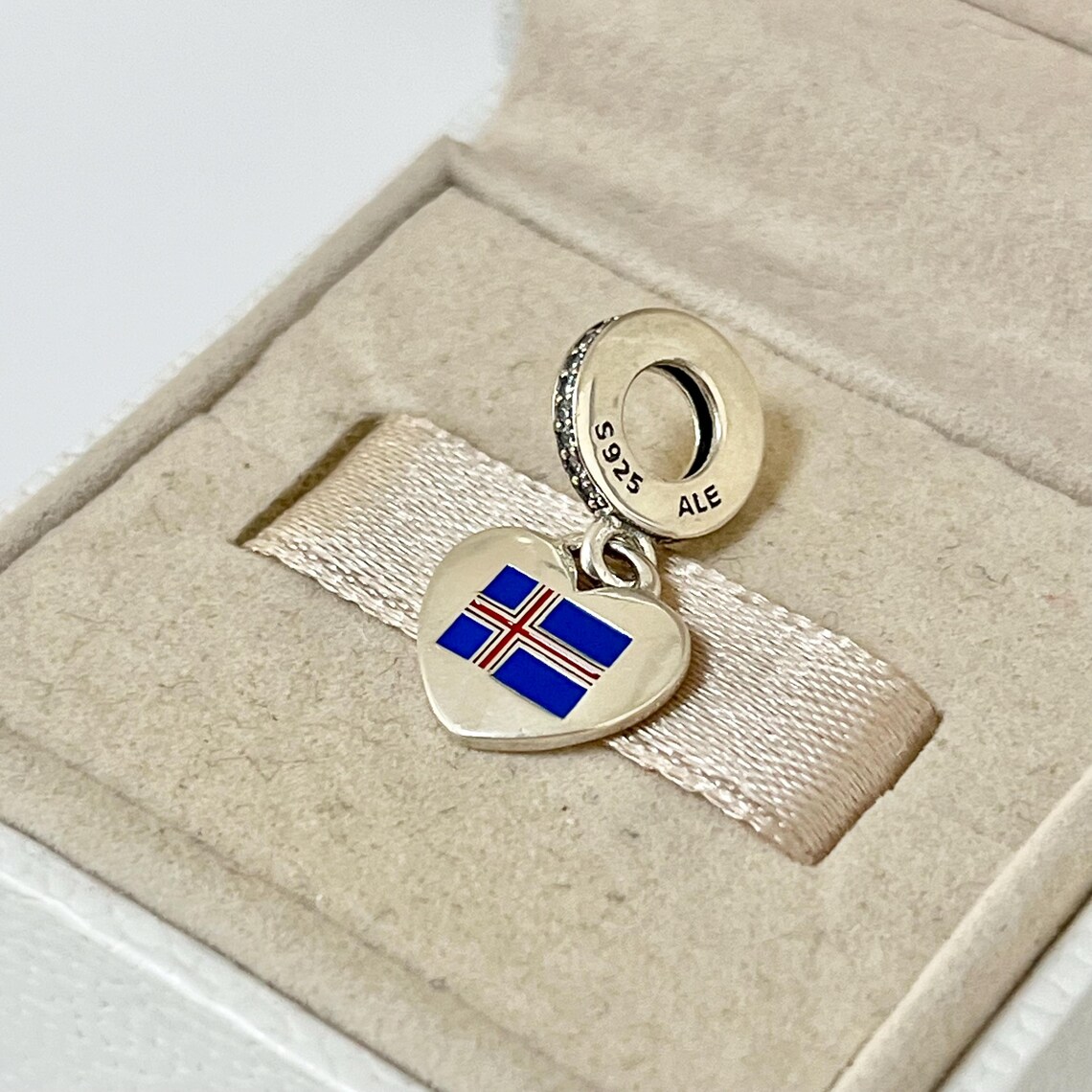 Pandora ICELAND Flag Heart Dangle Charm Travel Pendant S925 Silver ...