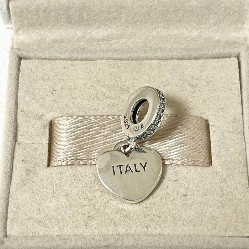 Pandora Italy Flag Heart Dangle Charm Travel Pendant S925 Silver ...