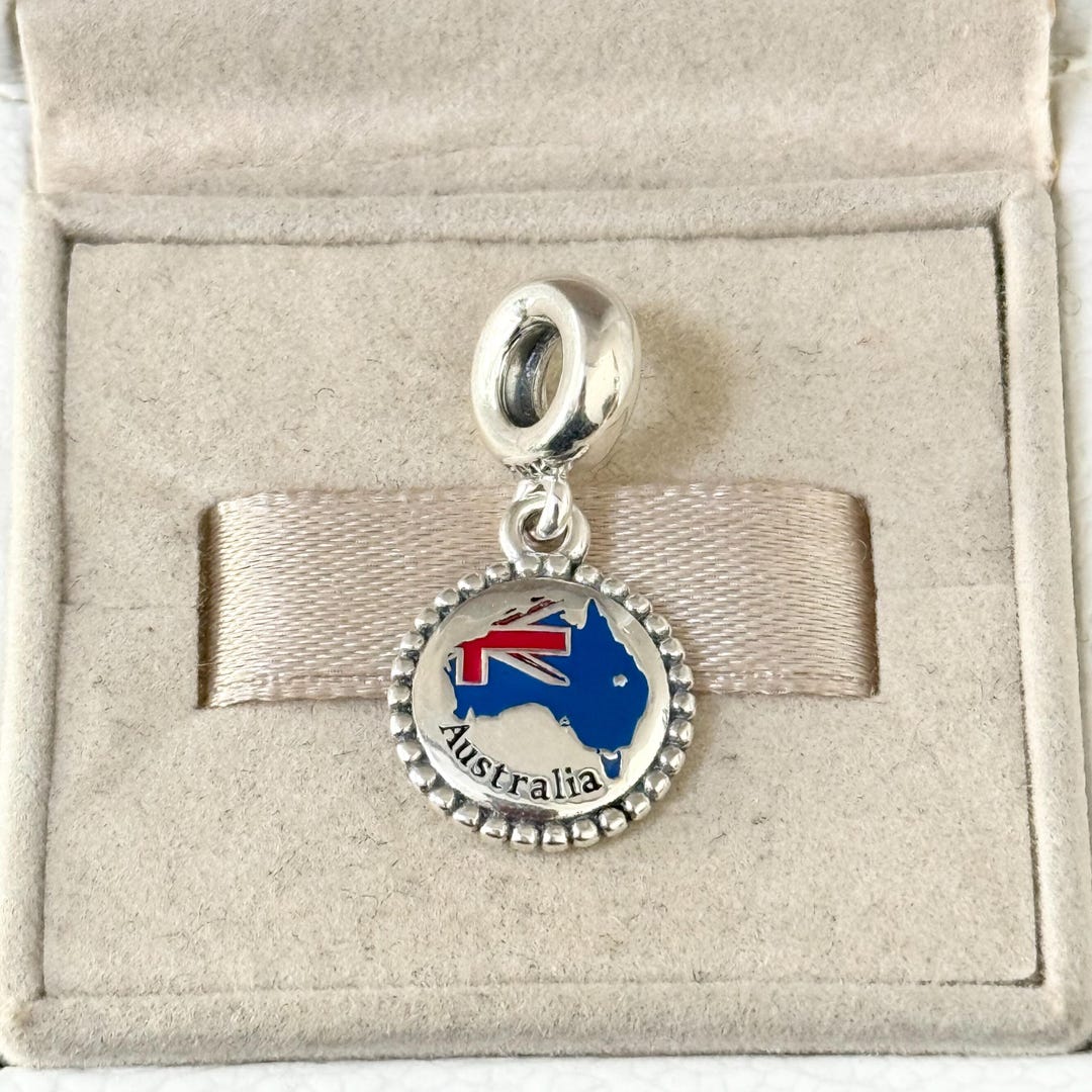 Pandora AUSTRALIA Flag Map Dangle Charm Travel Pendant S925 Silver ...