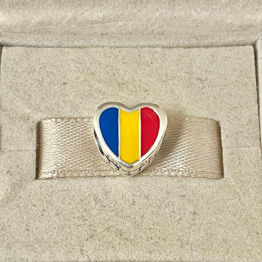 Pandora Romania Flag Exclusive Heart Bead Charm S925 Sterling Silver ...