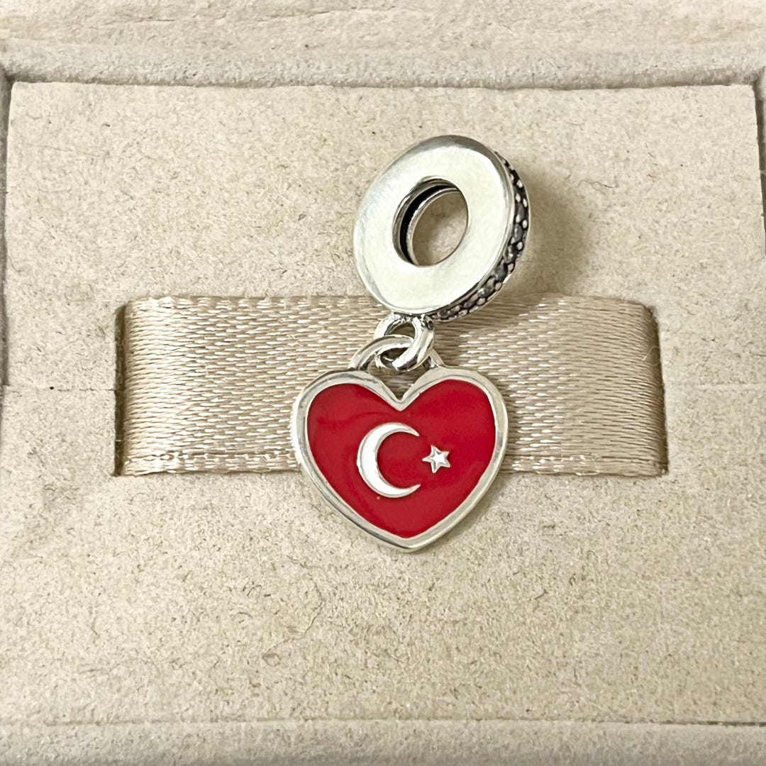 Pandora Türkiye Heart Flag Exclusive Dangle Charm Pendant Travel S925 ...
