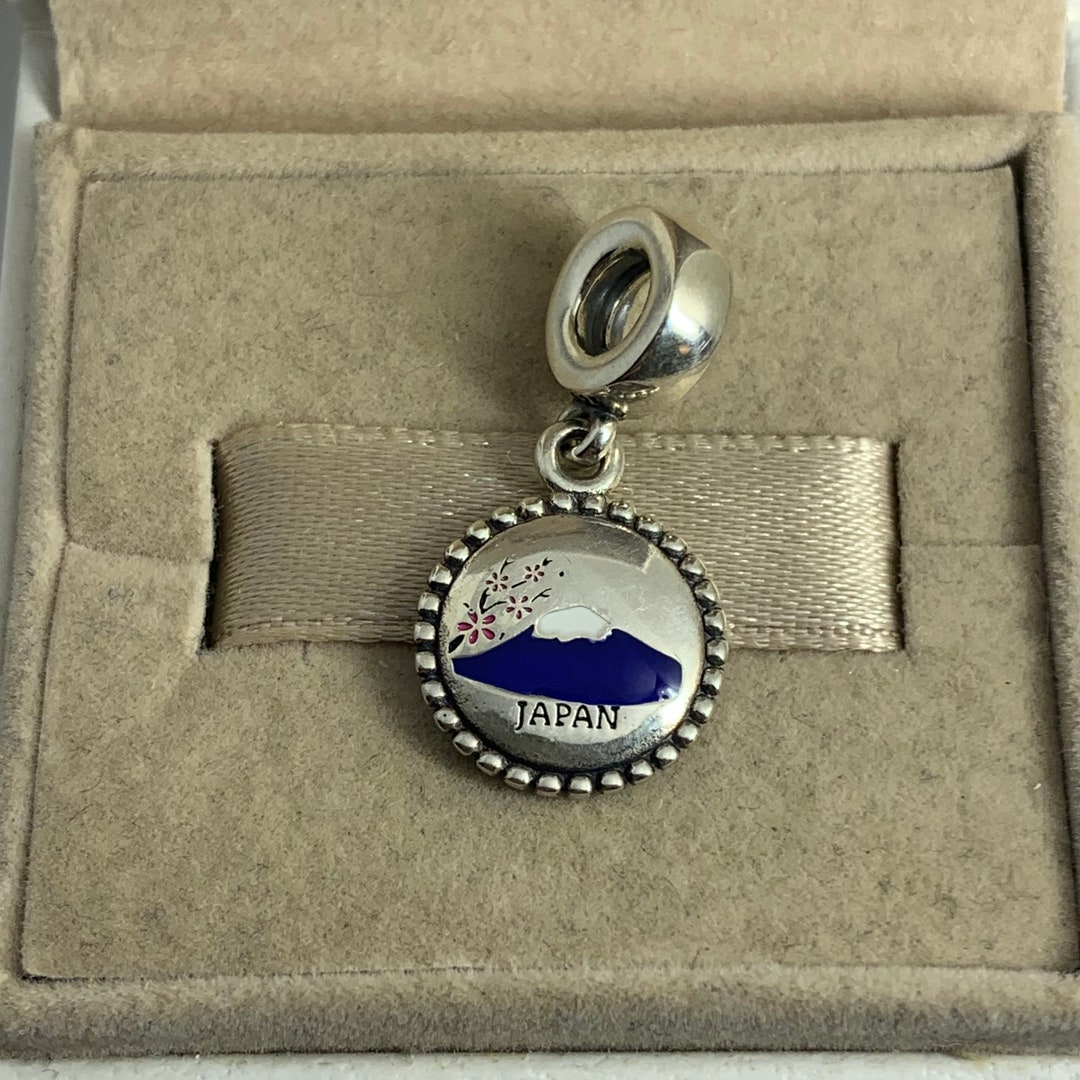 Japan, Mount Fuji, Cherry Blossoms, Dangle Charm Pendant, S925 Sterling ...