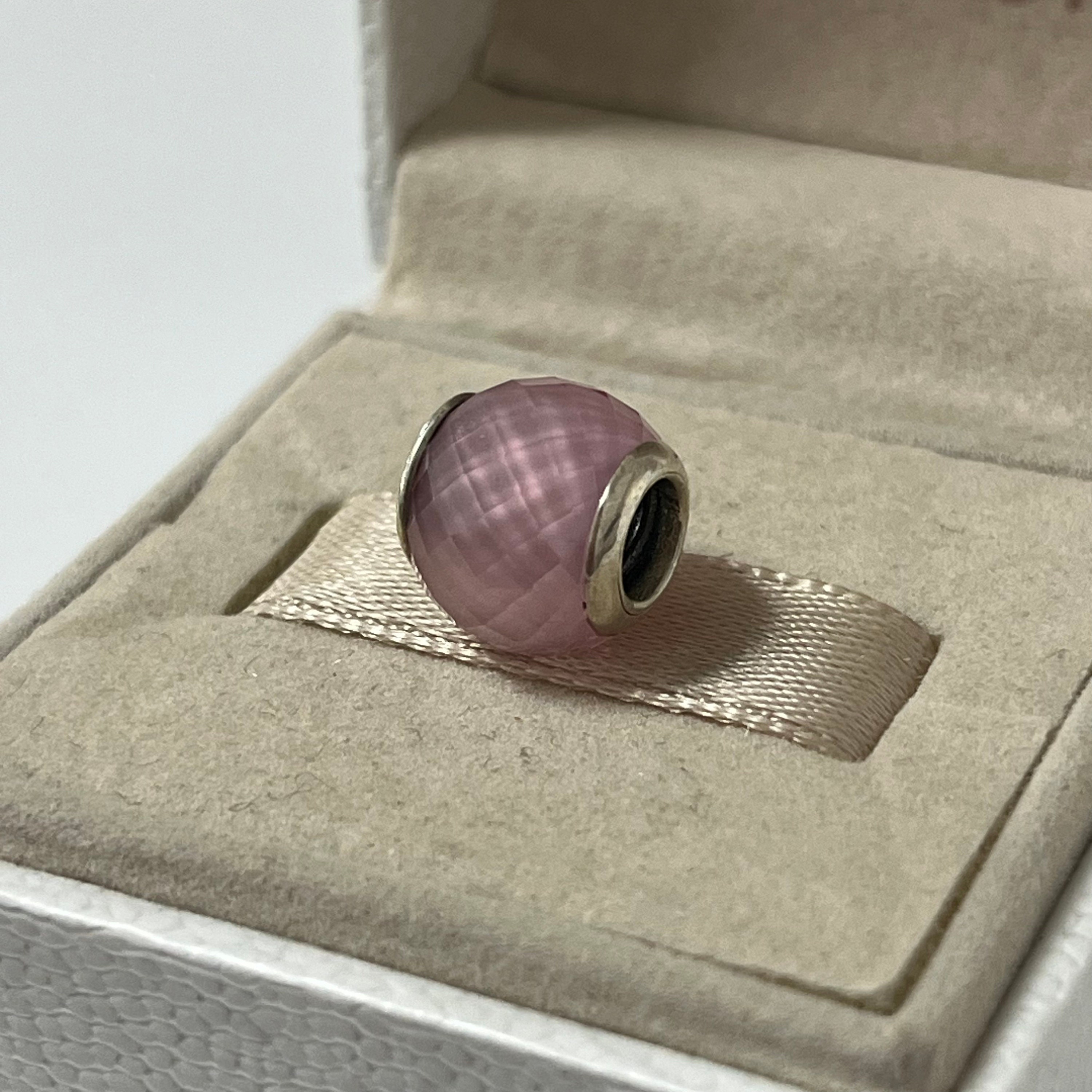 Pandora Murano Glass Pink Set With Diamond Petal Glaze Bead Love ...
