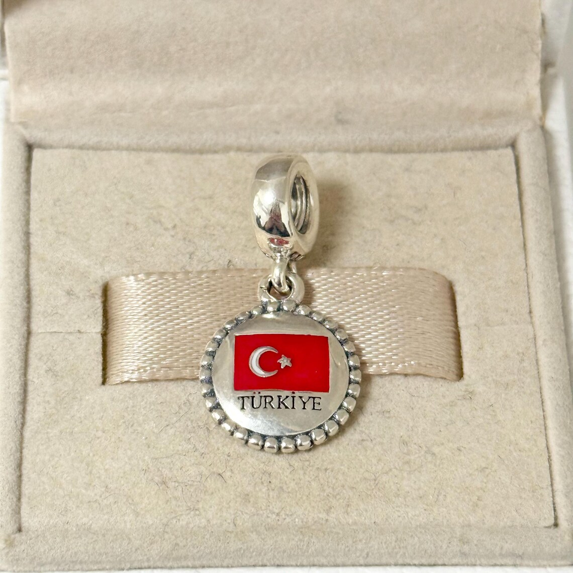 Pandora Turkey Flag Dangle Charm Travel Pendant S925 Silver Jewelry for ...