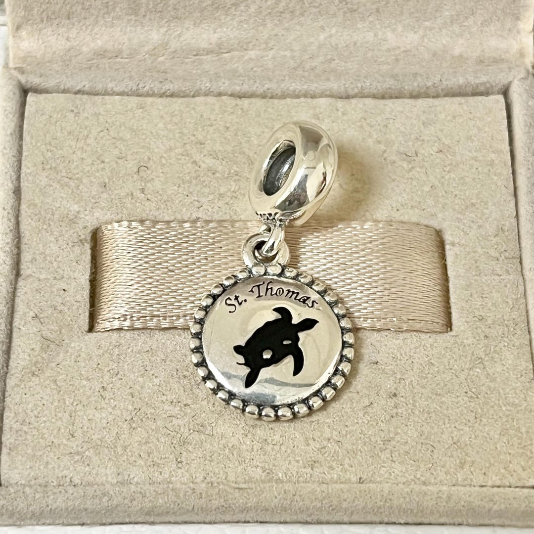 Pandora ST, THOMAS Sea Turtle Travel Dangle Charm, S925 Sterling Silver ...