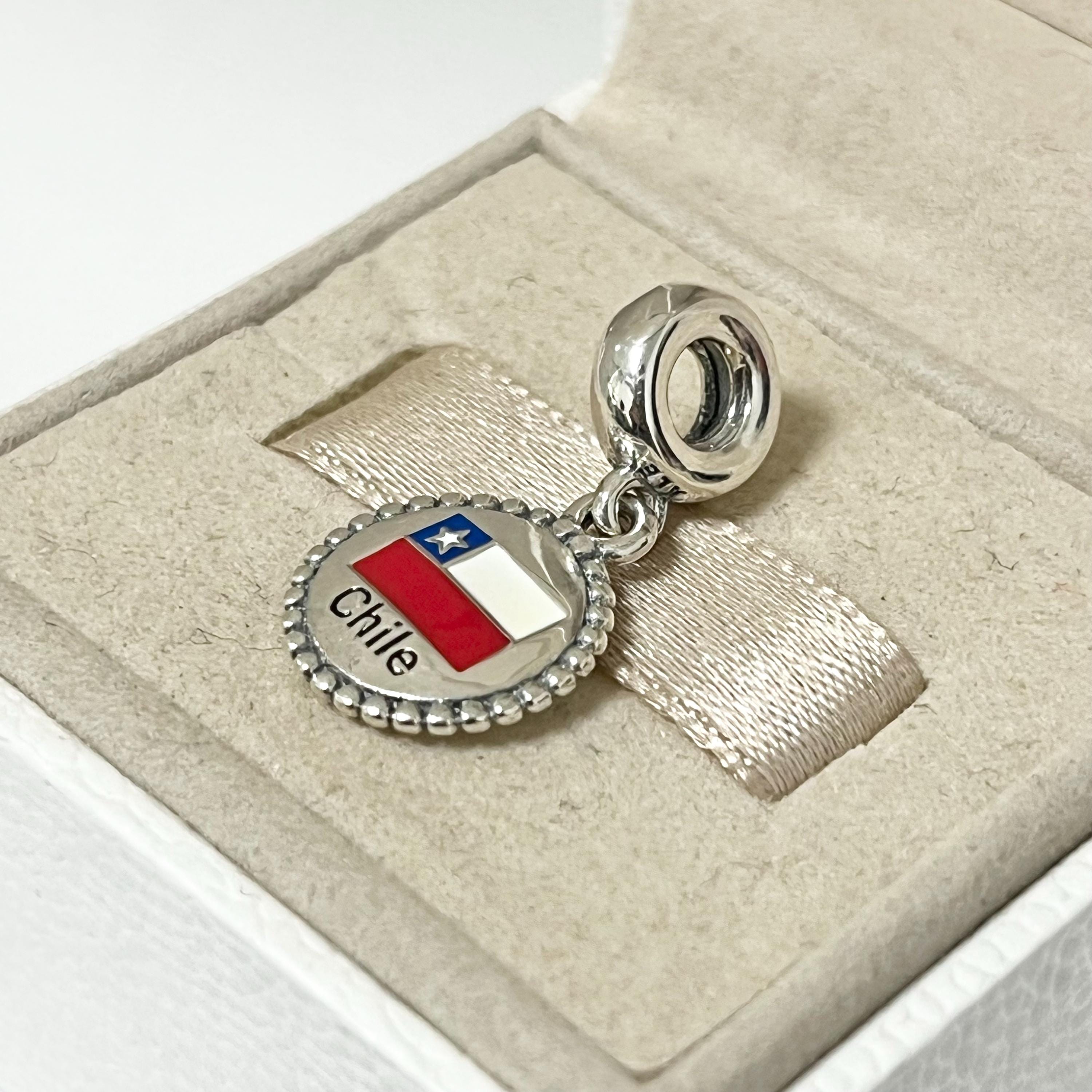 Pandora Chile Flag Dangle Charm Travel Pendant S925 Silver Jewelry for ...