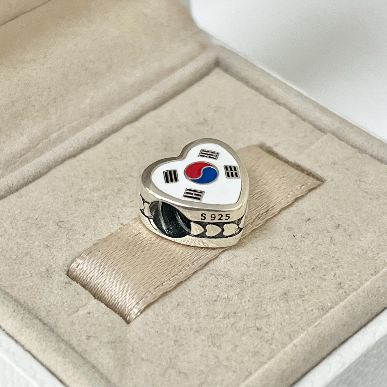 Pandora KOREA Flag Heart Bead Charm Travel S925 Silver Jewelry for ...