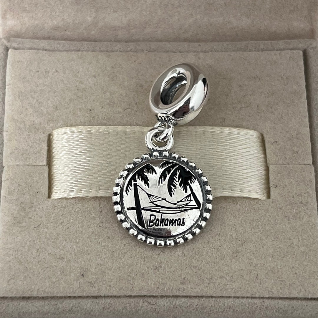 Pandora Bahamas Beach Black Dangle Charm Travel Pendant S925 Sterling ...