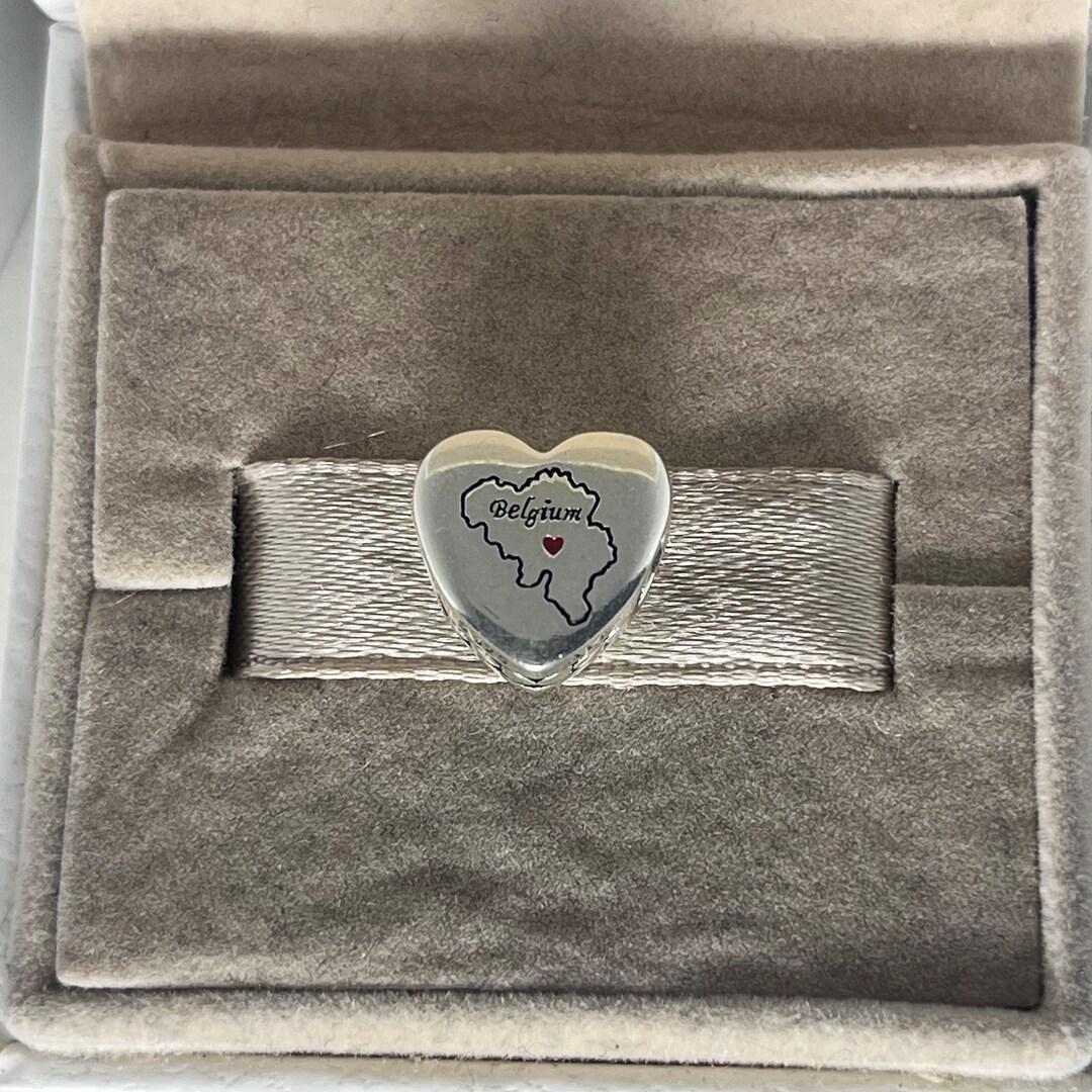 Pandora Belgium Map Heart Bead Charm Pendant S925 Sterling Silver ...