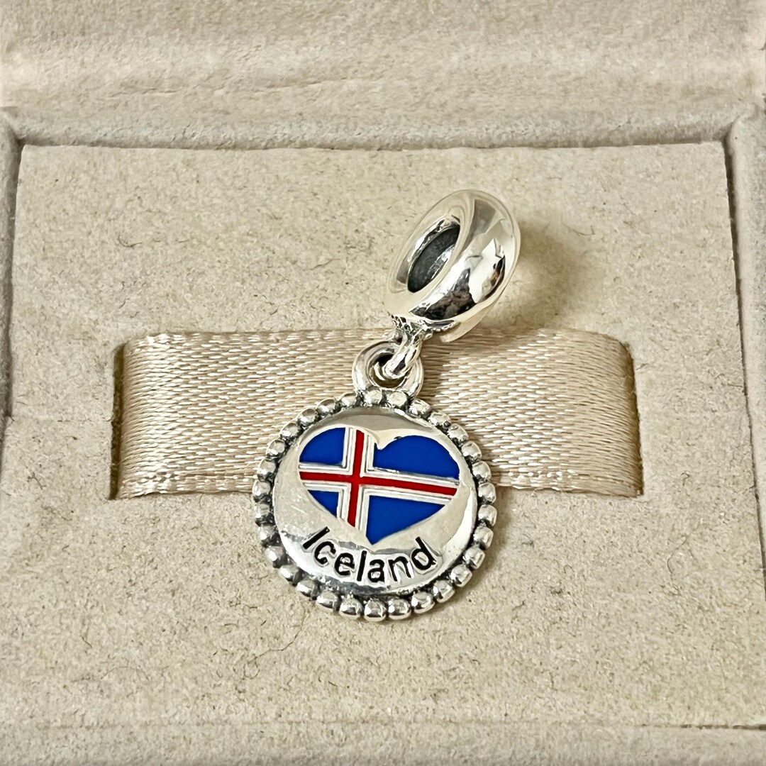 Pandora Iceland Heart Flag Dangle Charm Travel Pendant S925 Silver ...
