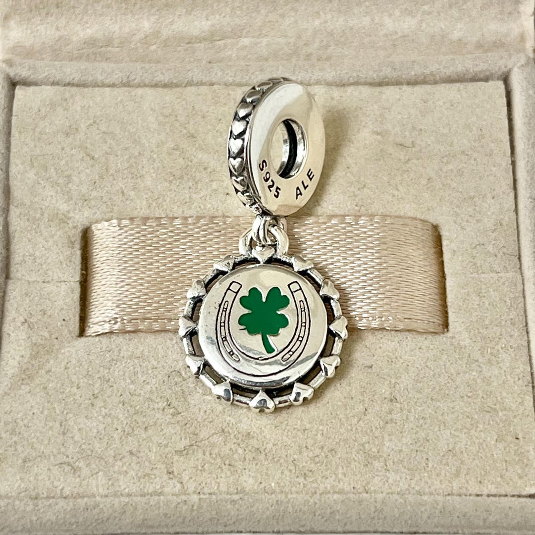 Pandora Horseshoe and Lucky Four Leaf Clover Dangle Charm Pendant S925 ...