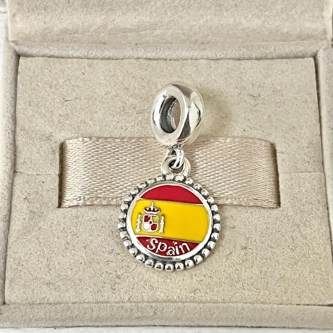 Pandora Spain Flag Dangle Charm Travel Pendant S925 Silver Jewelry for ...