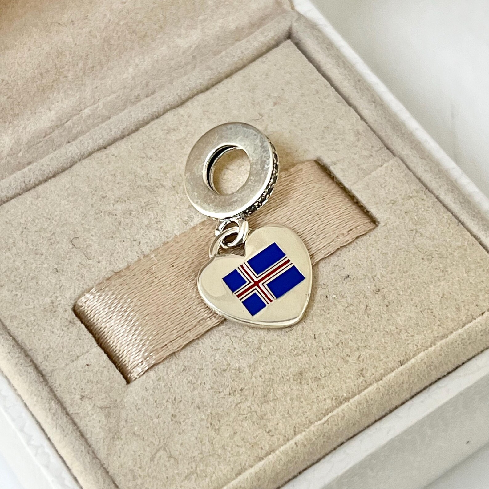 Pandora ICELAND Flag Heart Dangle Charm Travel Pendant S925 Silver ...
