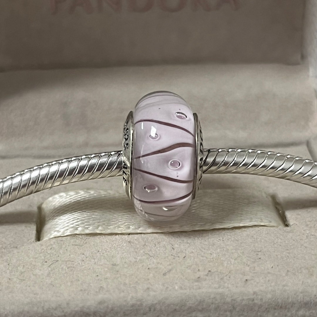 Pandora Murano Glass Bead Charm Pink Rose Looking S925 Silver Jewelry ...