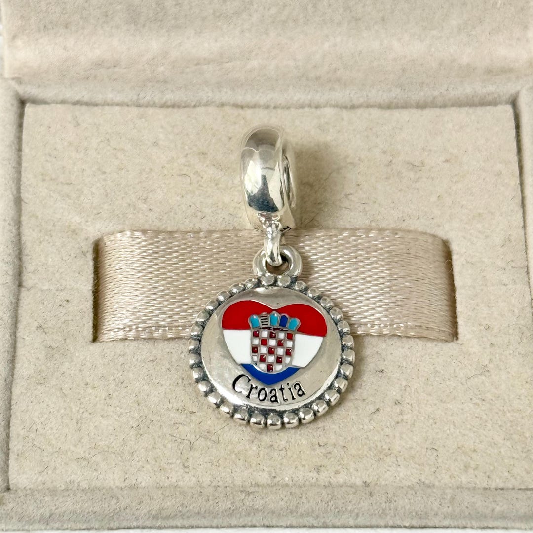 Pandora CROATIA Heart Flag Dangle Charm Travel Pendant S925 Silver ...