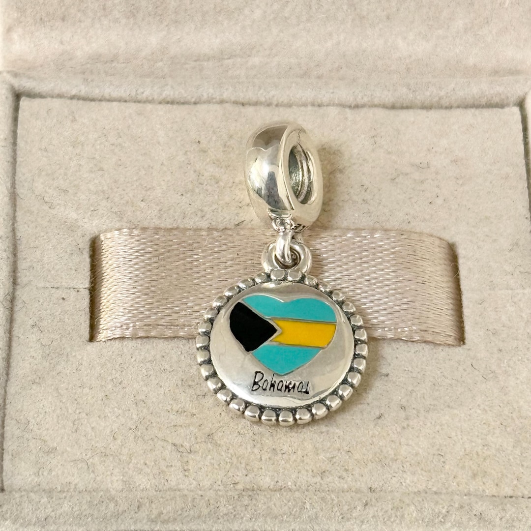 Pandora Bahamas Heart Flag Dangle Charm Pendant S925 Silver Jewelry for ...