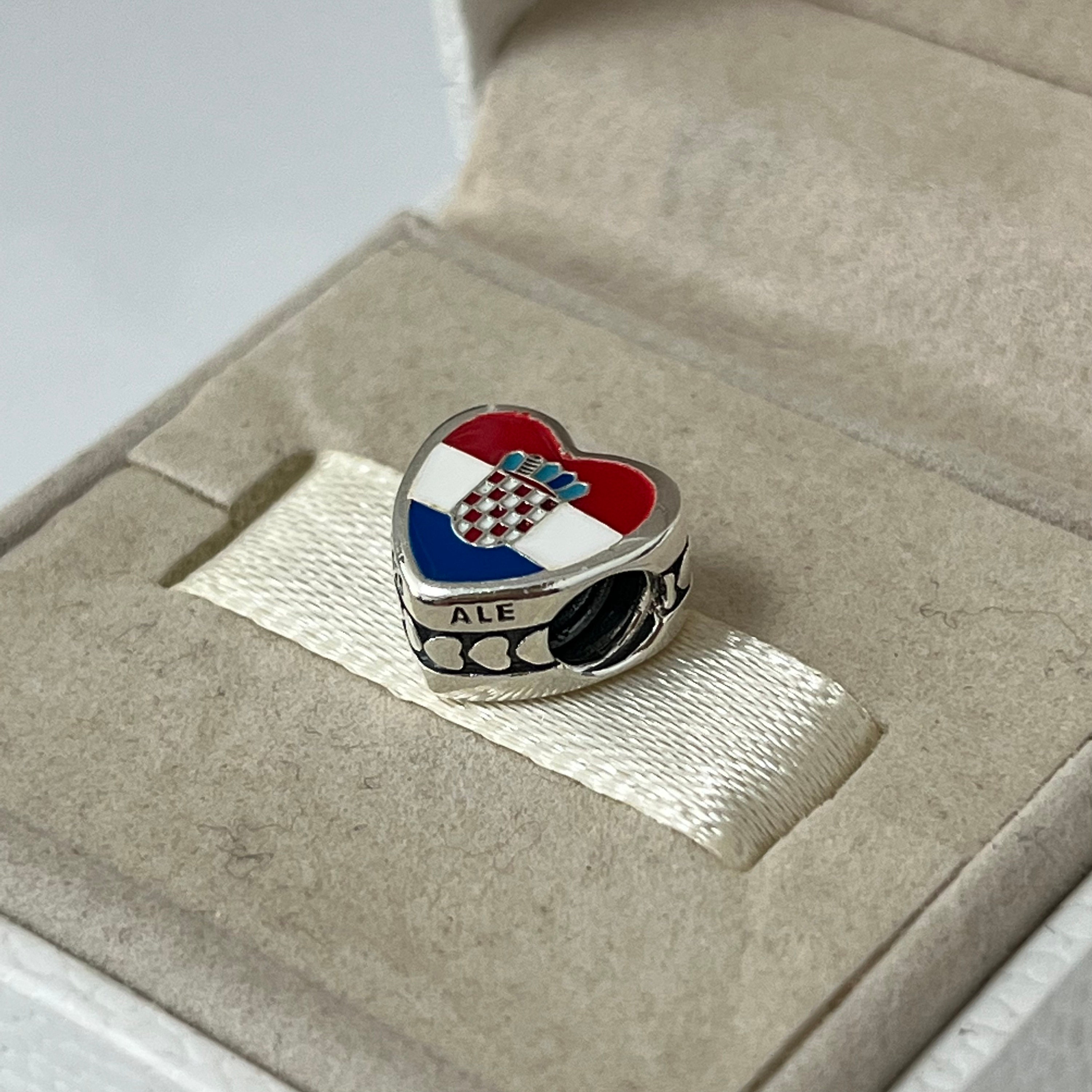 Pandora Croatia Croatian Flag Charm Heart Bead S925 Sterling Silver ...