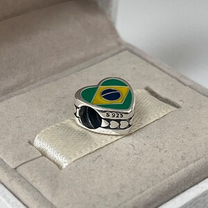 Pandora Brasil Brazil Flag Charm Heart Bead Charm Love Brazil S925 ...