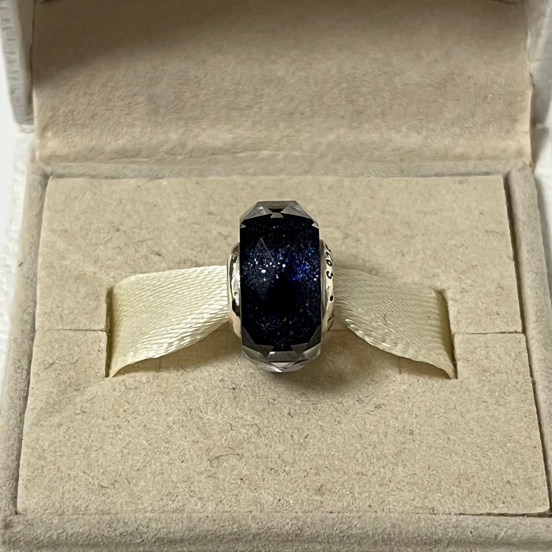 Pandora Faceted Blue Murano Glass Charm Bead Charm S925 Silver Jewelry ...