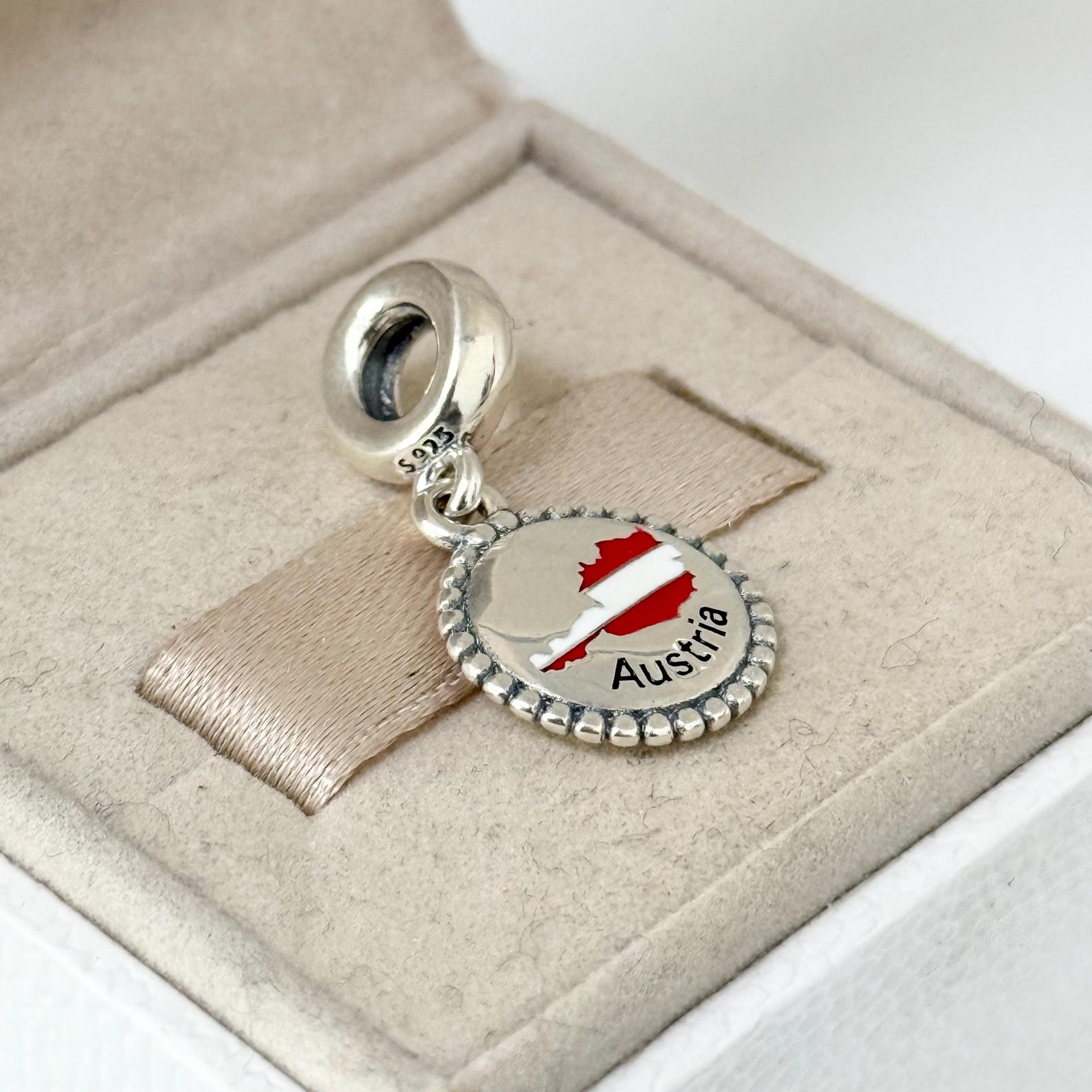 Pandora Austria Map Flag Dangle Charm Pendant S925 Silver Jewelry for ...