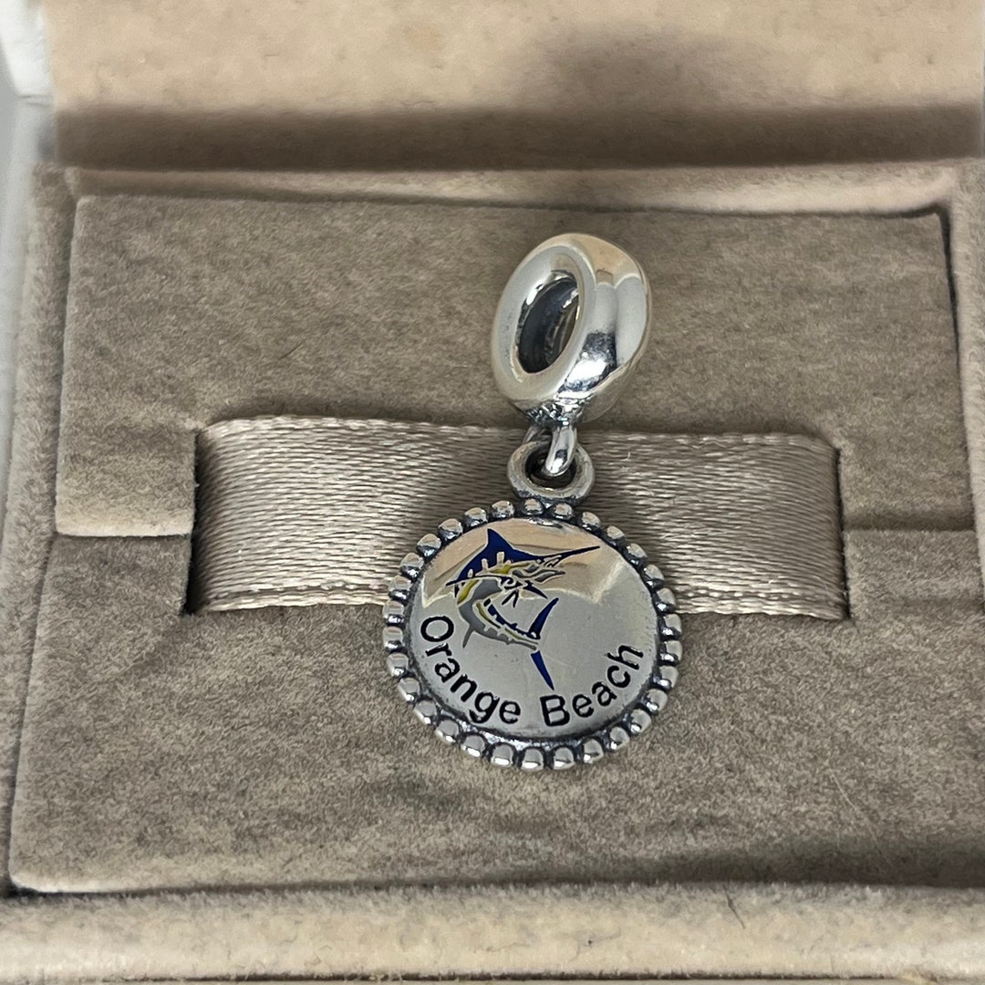 Pandora Orange Beach Dangle Charm Pendant Blue Dolphin S925 Sterling ...