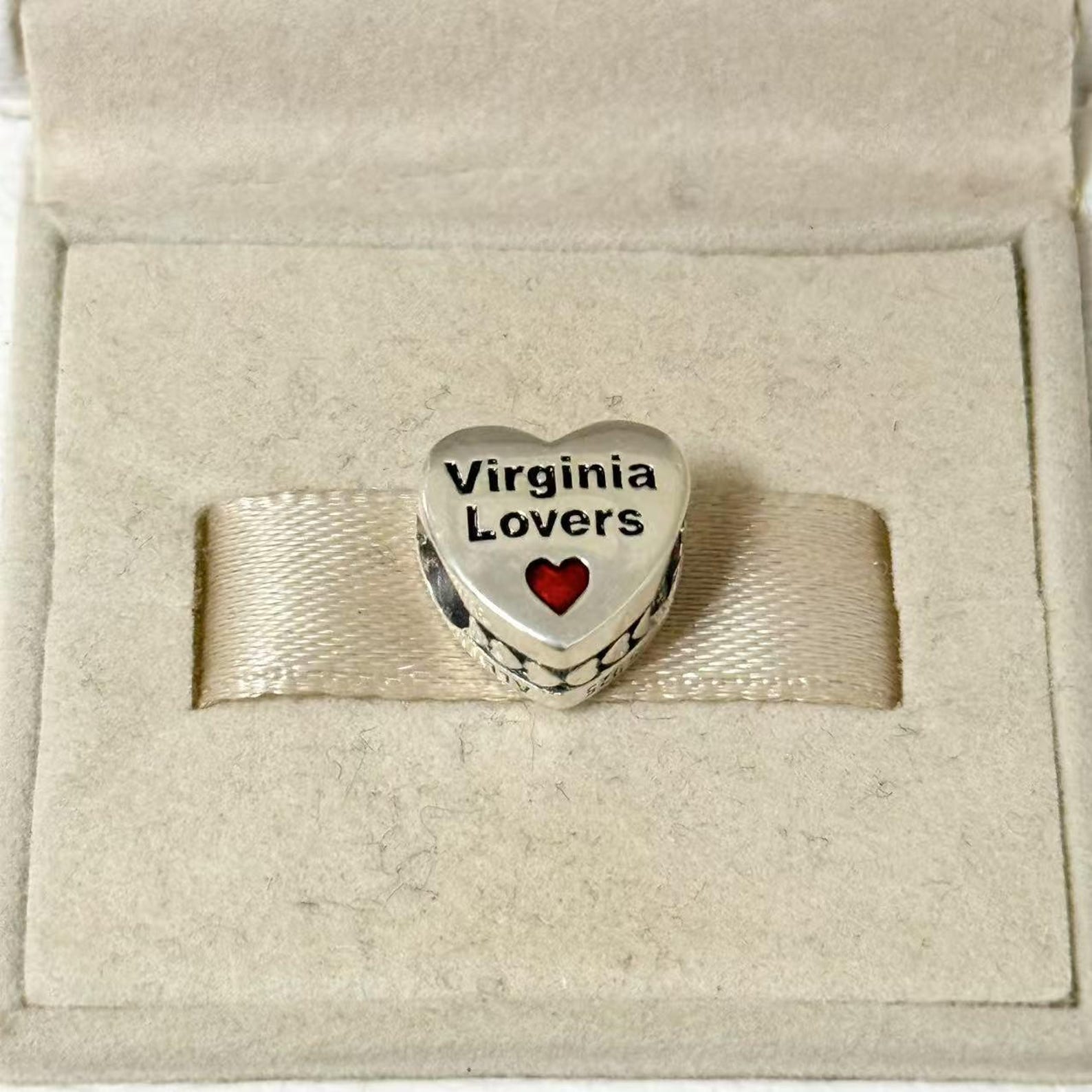 Pandora Virginia Lovers Heart Bead Charm S925 Silver Jewelry for ...